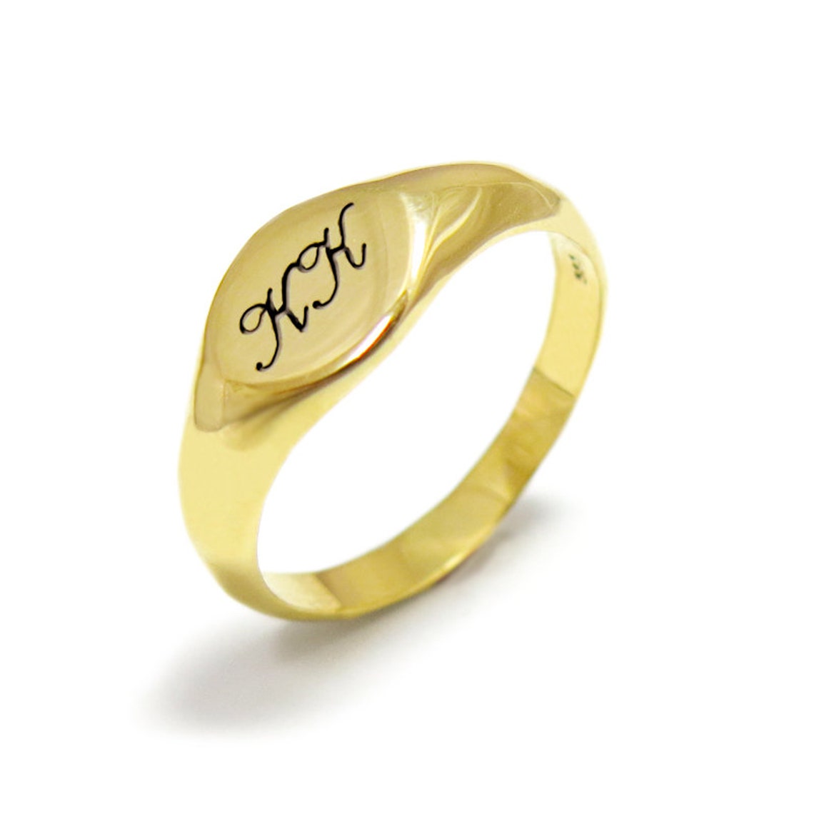Gold Signet Ring Custom Name Ring Monogram Initial Ring - Etsy
