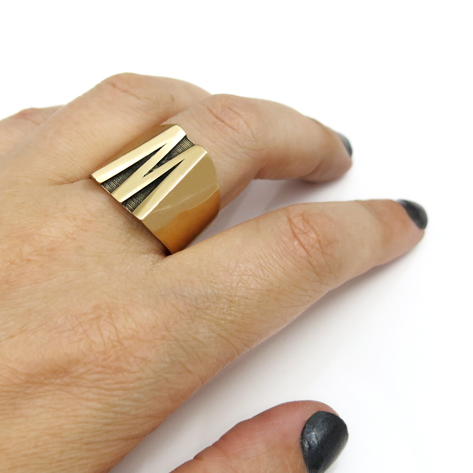 Initial Ring Chunky Ring Letter Ring Alphabet Ring - Etsy