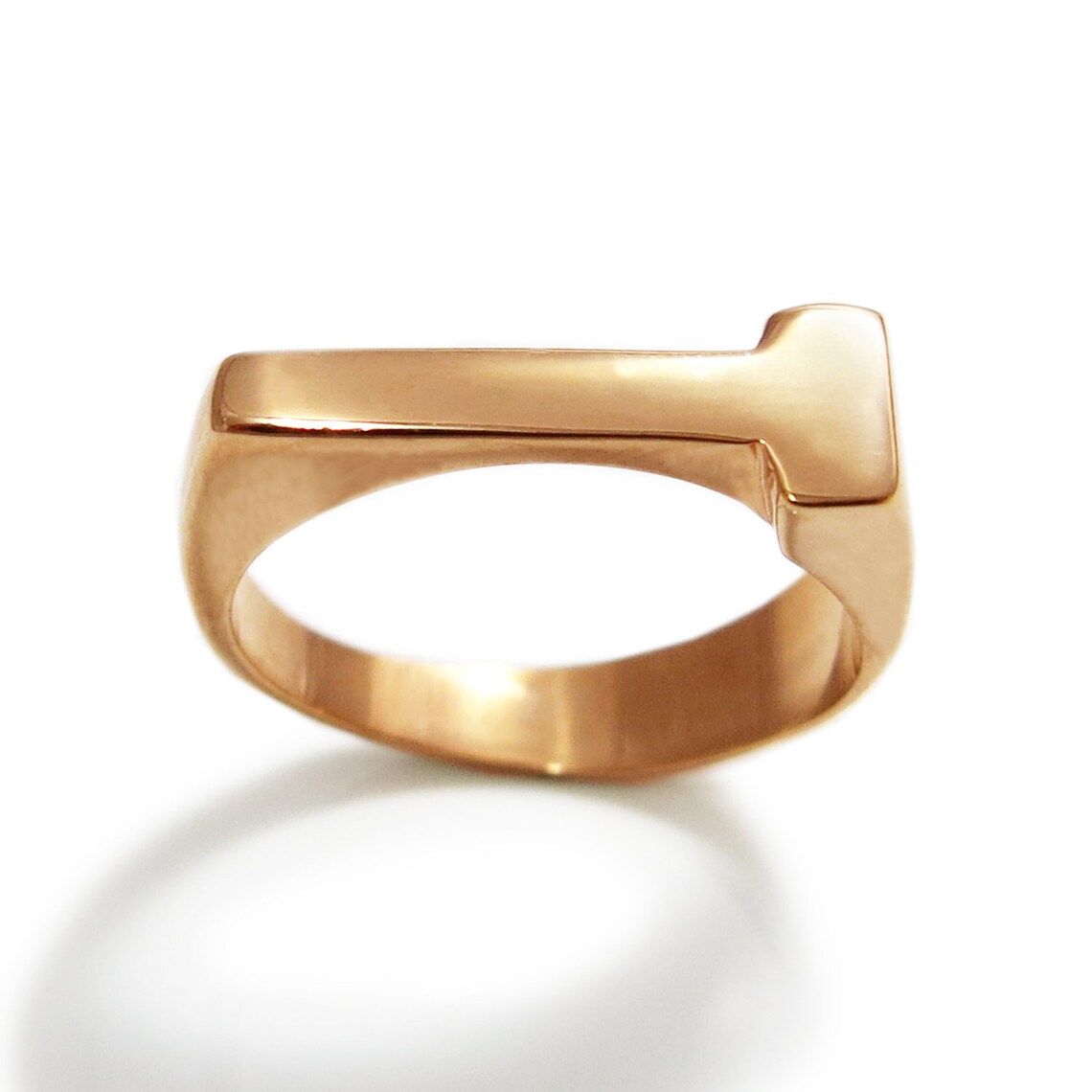 Rose Gold Initial Ring, Personalized Letter Ring, Custom Initial Ring ...