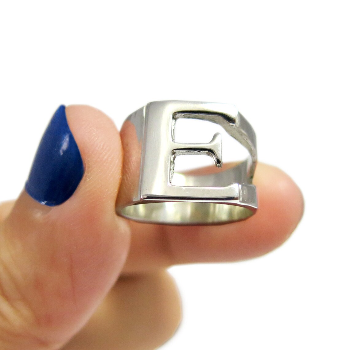 E Ring Initial Ring Custom Silver Ring Initial Gift for - Etsy