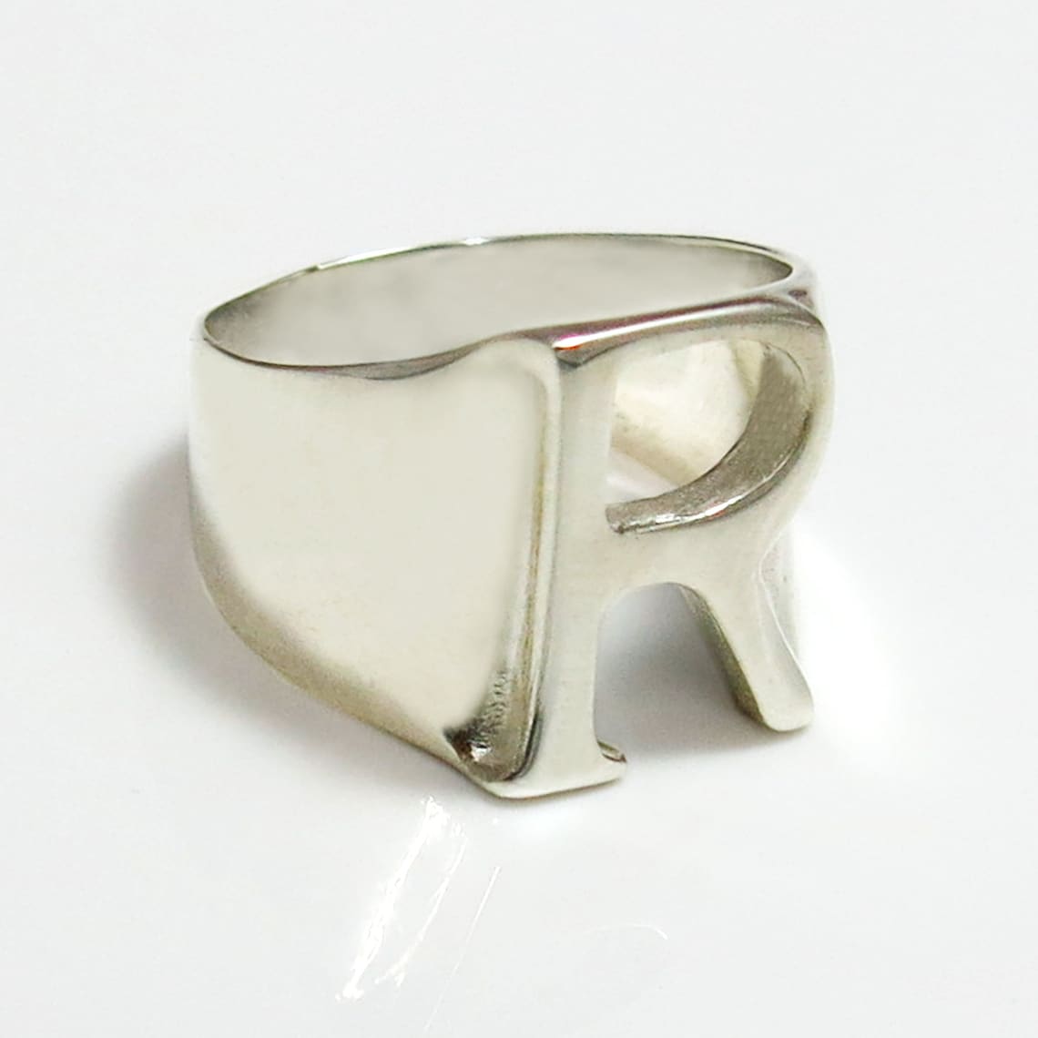 Silver Initial Ring Silver Letter Ring R Ring Initial | Etsy