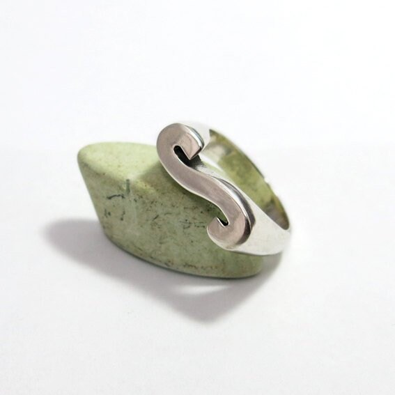 Silver Initial Ring Letter Ring Initial Ring Custom Initial | Etsy