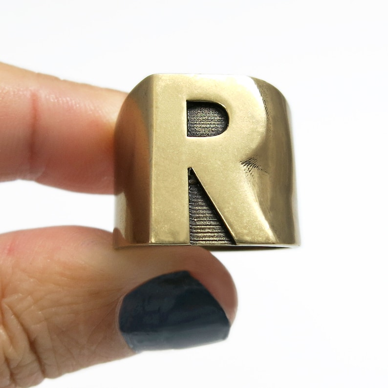 Initial Ring Letter Ring Chunky Initial Ring Letter R Ring - Etsy
