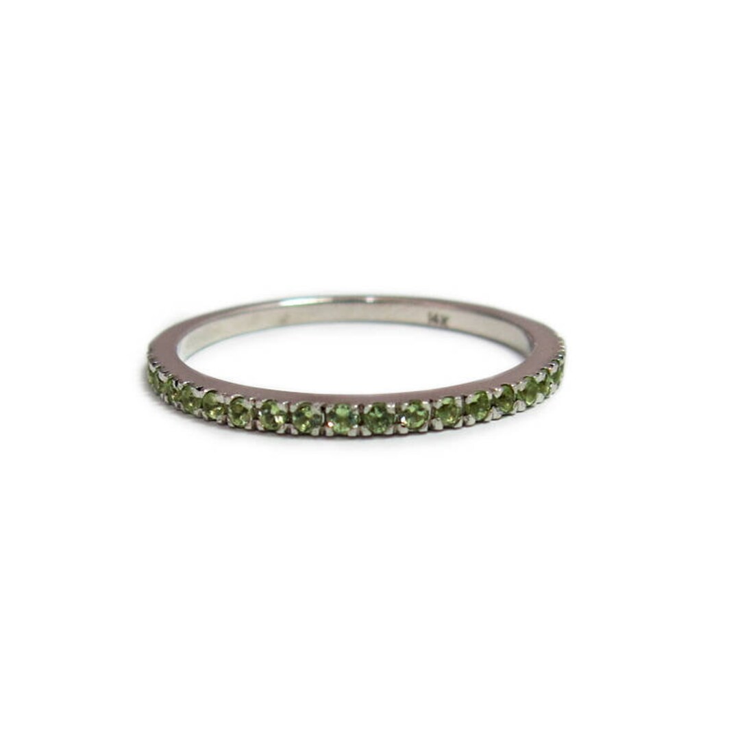 Gemstone Wedding Ring, Gold Eternity Ring, Anniversary Band, Green ...