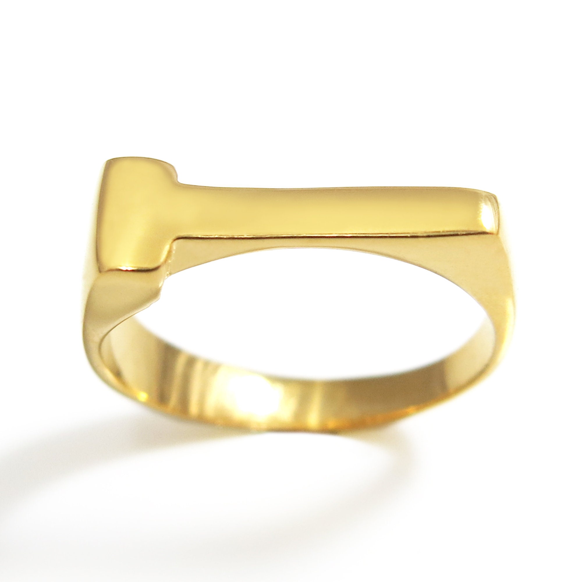 Letter Ring 14K Gold Initial Ring Alphabet Ring Initial | Etsy