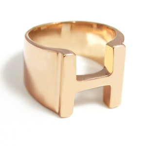 Custom Initial Ring, H Ring, Initial Ring, Initial Jewelry, Rose Gold ...