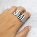 Initial Ring Silver Letter Ring Chunky Initial Ring M Ring - Etsy