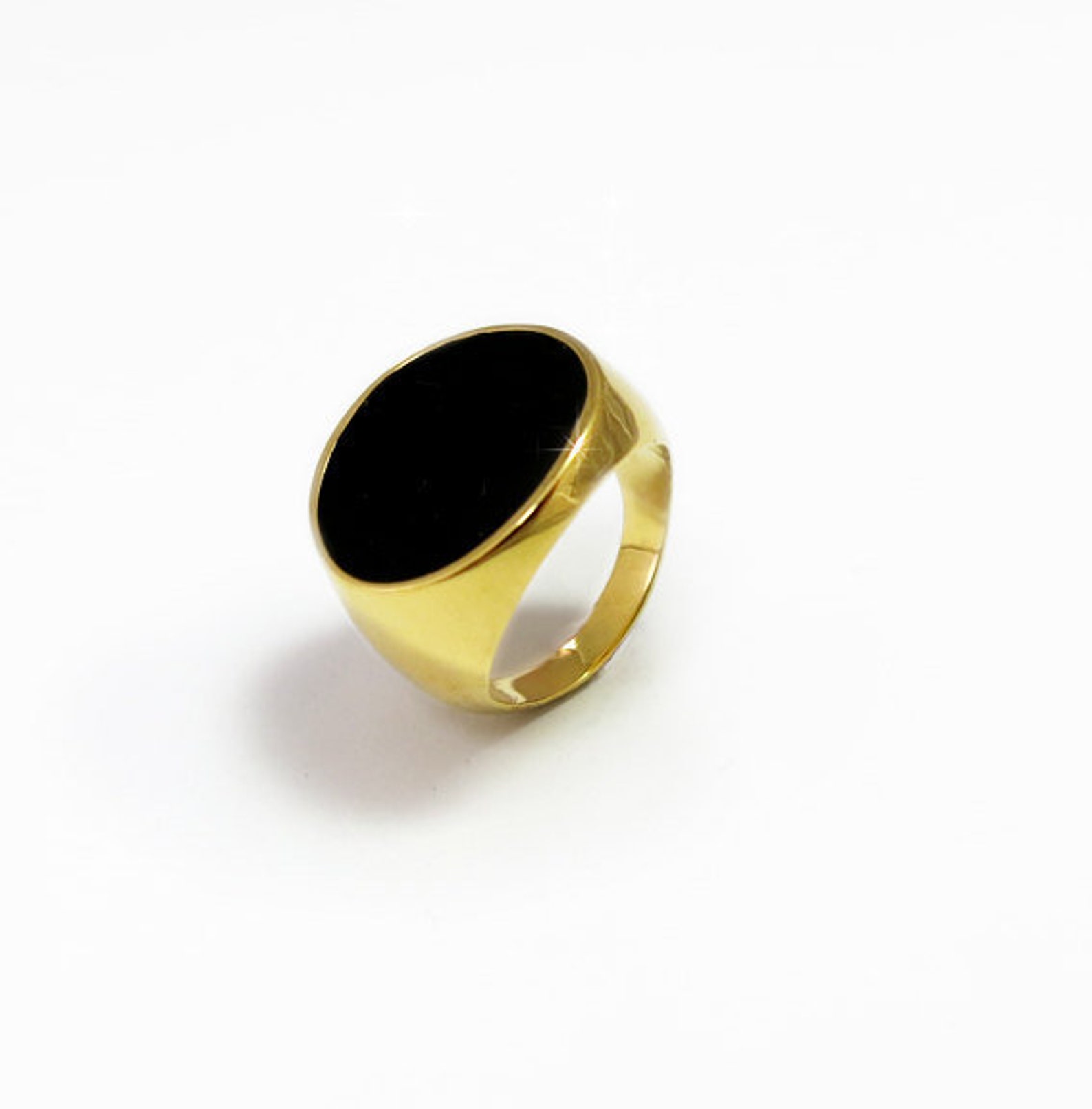 Signet Ring Black Round Ring Fashion Ring Gold and Black - Etsy