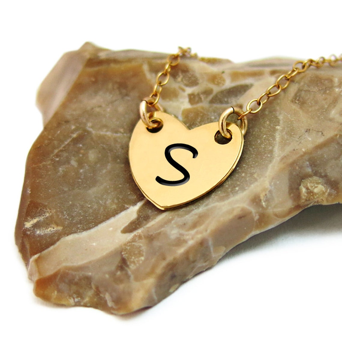 Personalized Heart Necklace, Gold Heart Necklace, Custom Initial Charm ...