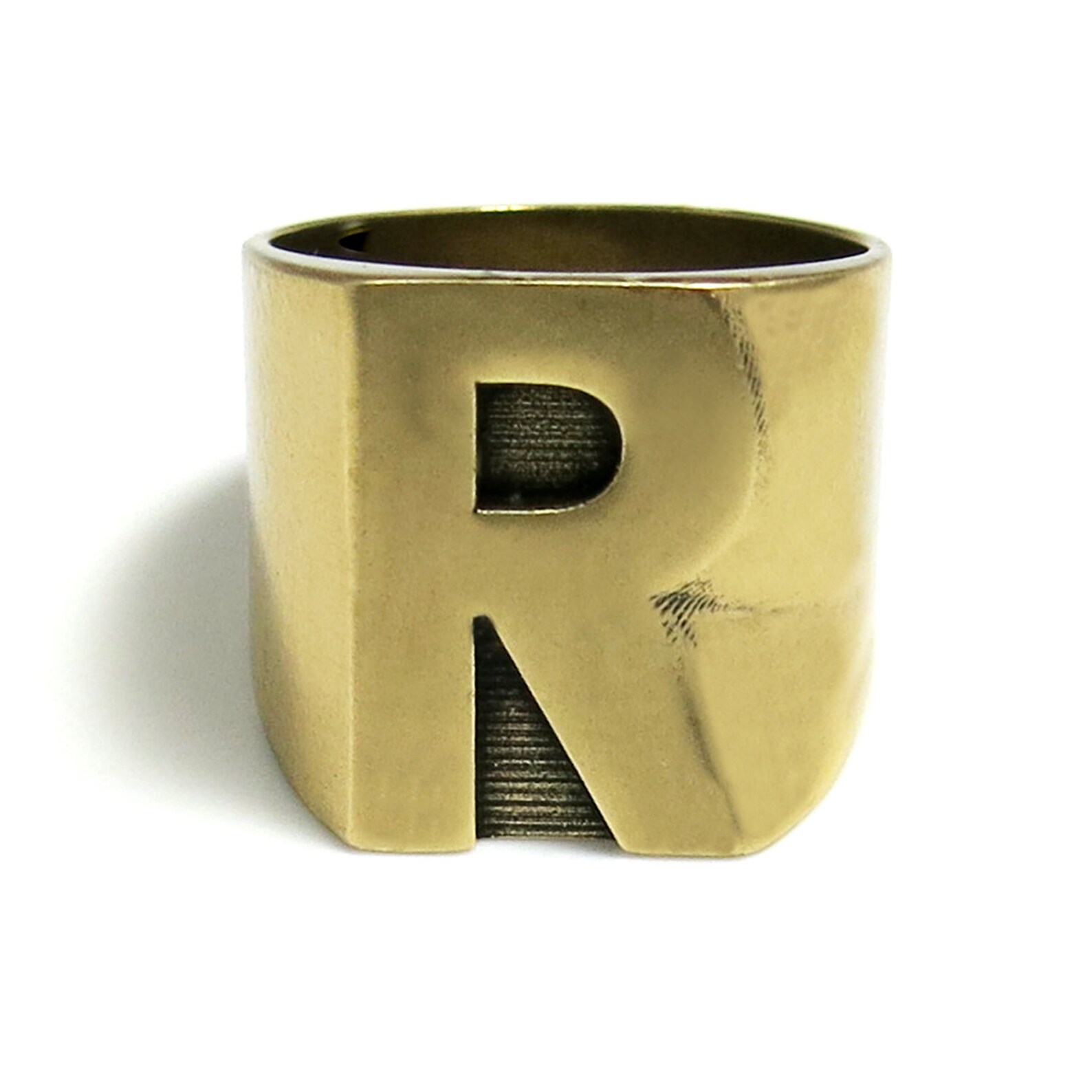 Initial Ring Letter Ring Chunky Initial Ring Letter R Ring - Etsy