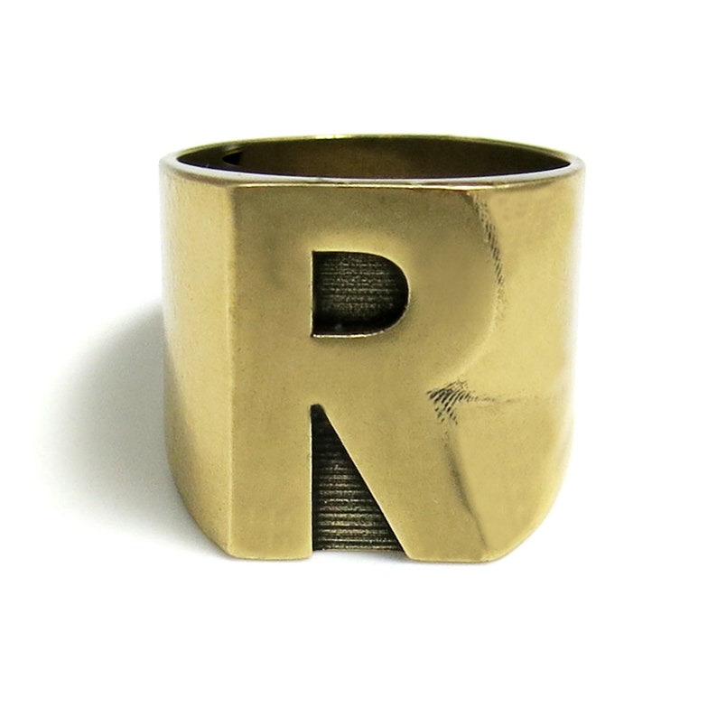 Initial Ring Letter Ring Chunky Initial Ring Letter R Ring - Etsy
