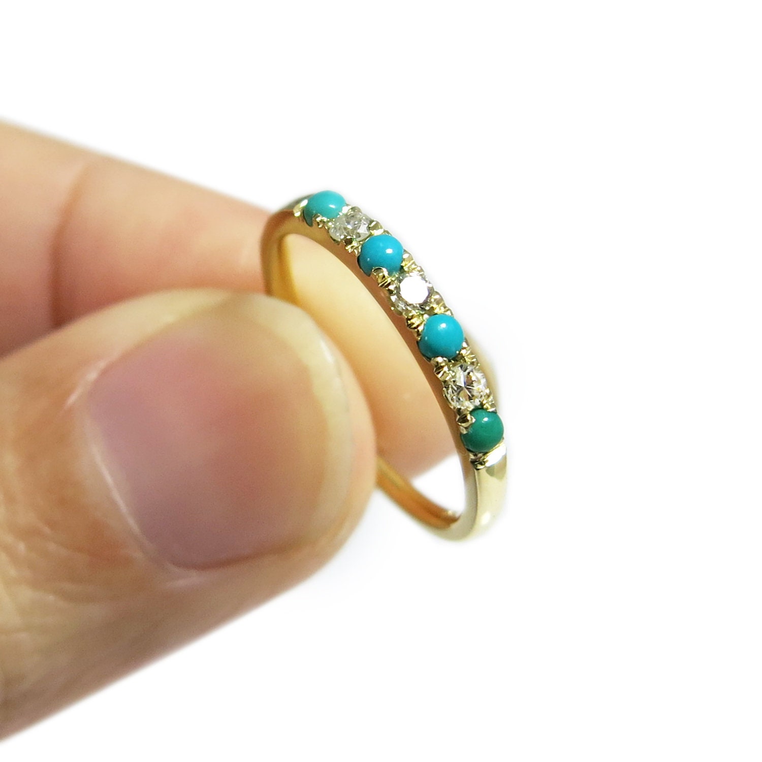 Boho Stackable Ring Gold Turquoise Ring Turquoise Ring for | Etsy