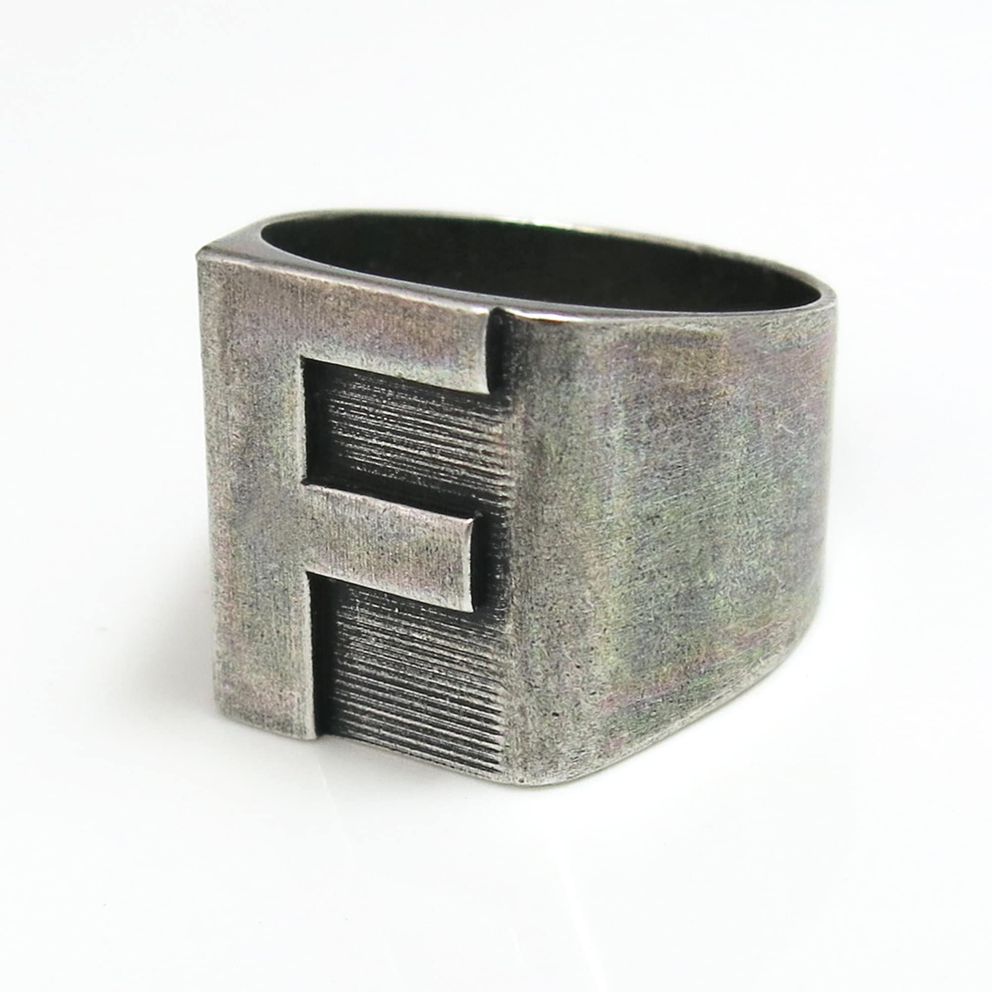 Initial Ring Chunky Initial Ring Silver Letter Ring F Ring | Etsy