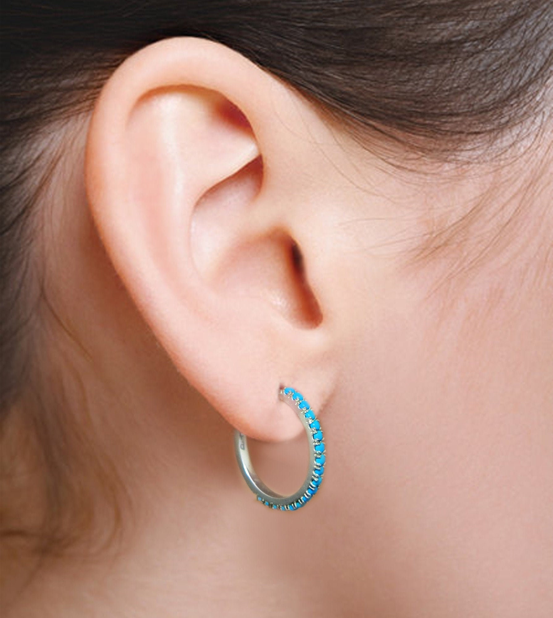 Turquoise Hoop Earrings Turquoise Earrings Women Turquoise | Etsy