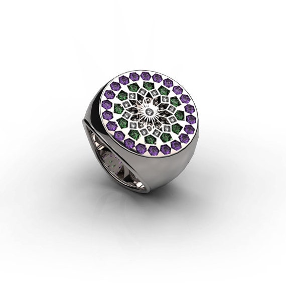 Custom gemstone ring Gemstone signet ring Silver Signet