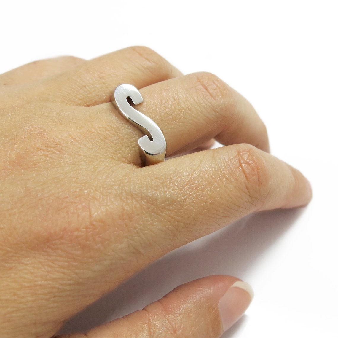 White Gold Initial Ring Gold Initial Signet Ring Gold - Etsy