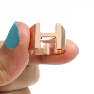 Custom Initial Ring, H Ring, Initial Ring, Initial Jewelry, Rose Gold ...