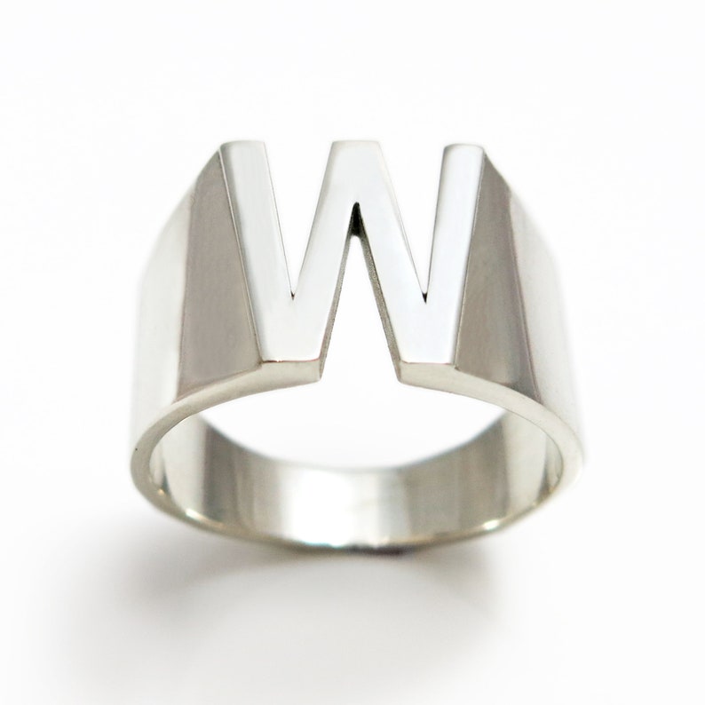 Gold Initial Ring 14K Gold Letter Ring W Ring Men Initial | Etsy