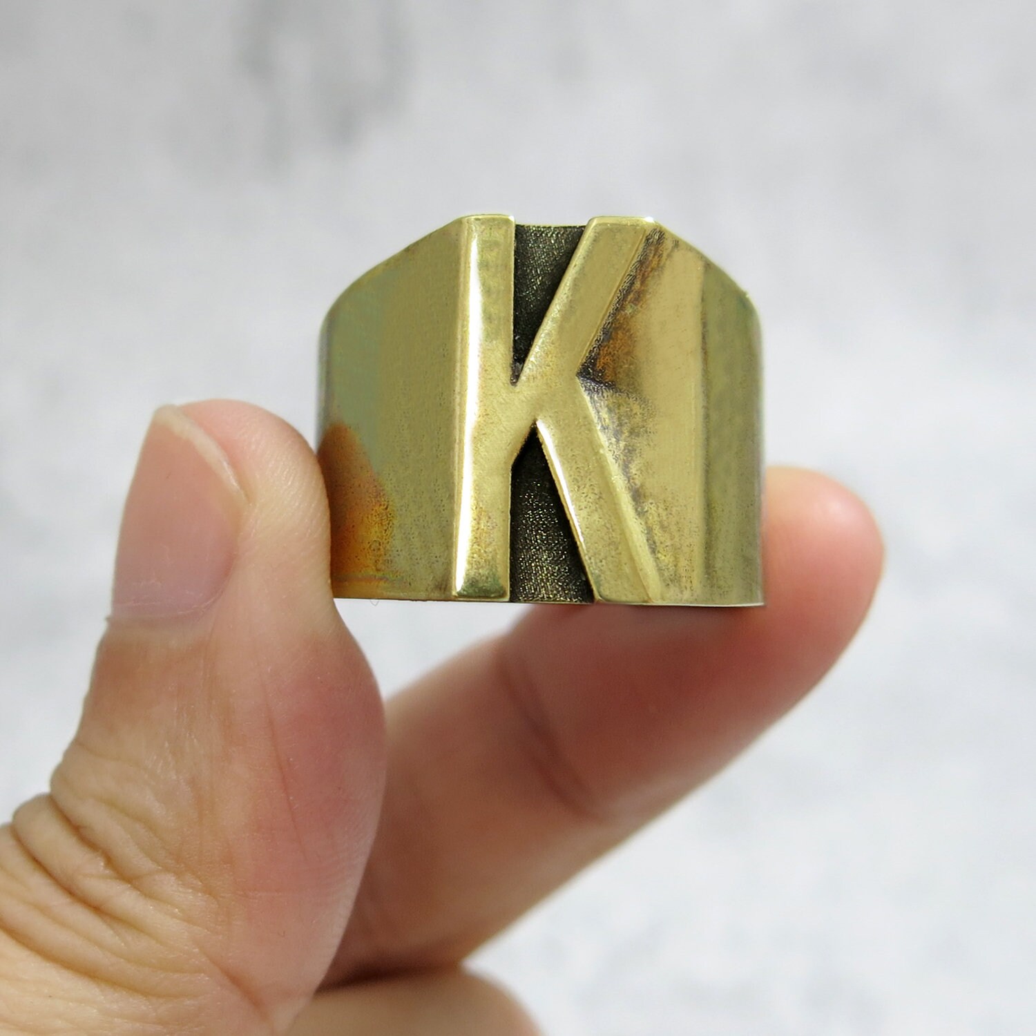 Letter Ring Initial Ring Chunky Ring Alphabet Ring | Etsy