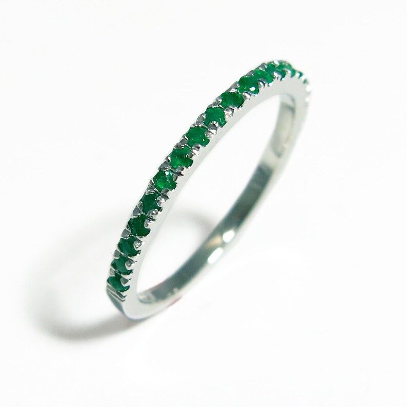 Stackable Gemstone Ring Anniversary Band Emerald Jewelry - Etsy