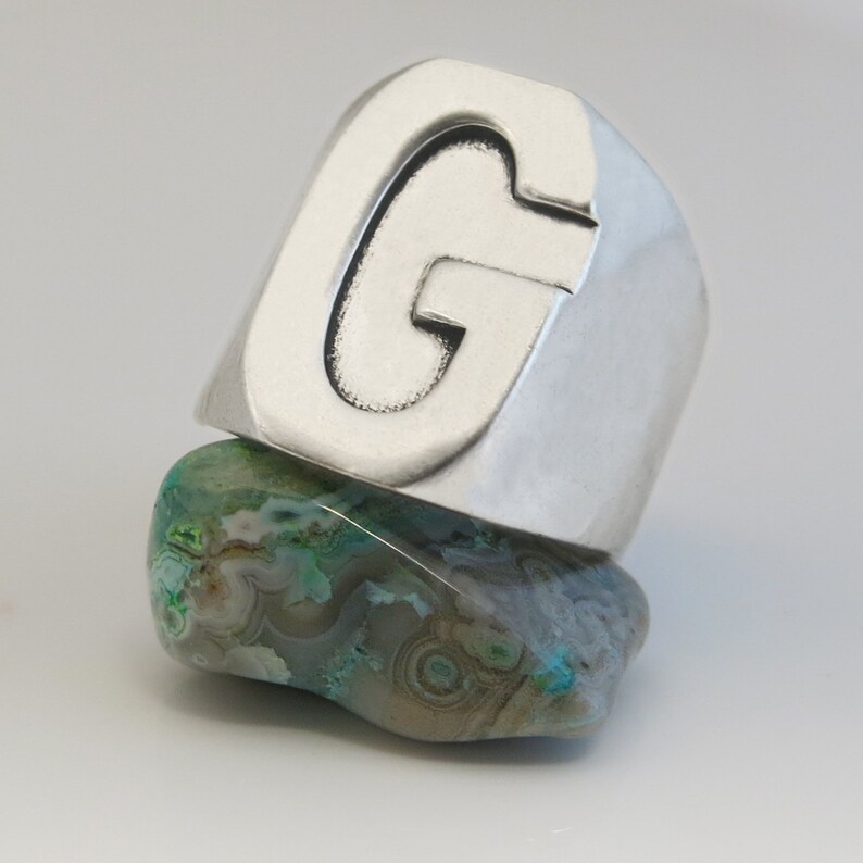 Initial Ring Letter Ring Chunky Ring Alphabet Ring G Ring - Etsy