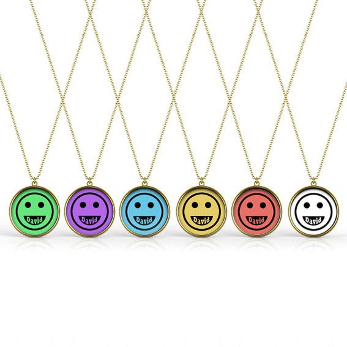 Smile Necklace, Name Necklace for Kids, Happy Face Necklace ...