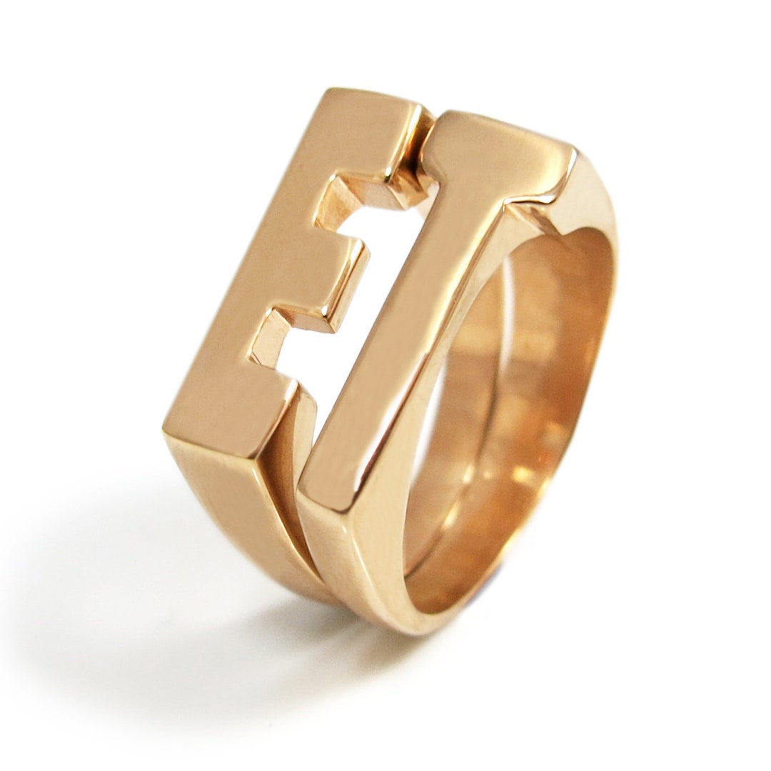 Rose Gold Initial Rings, Letter Rings, Stackable Initial Rings, Initial ...