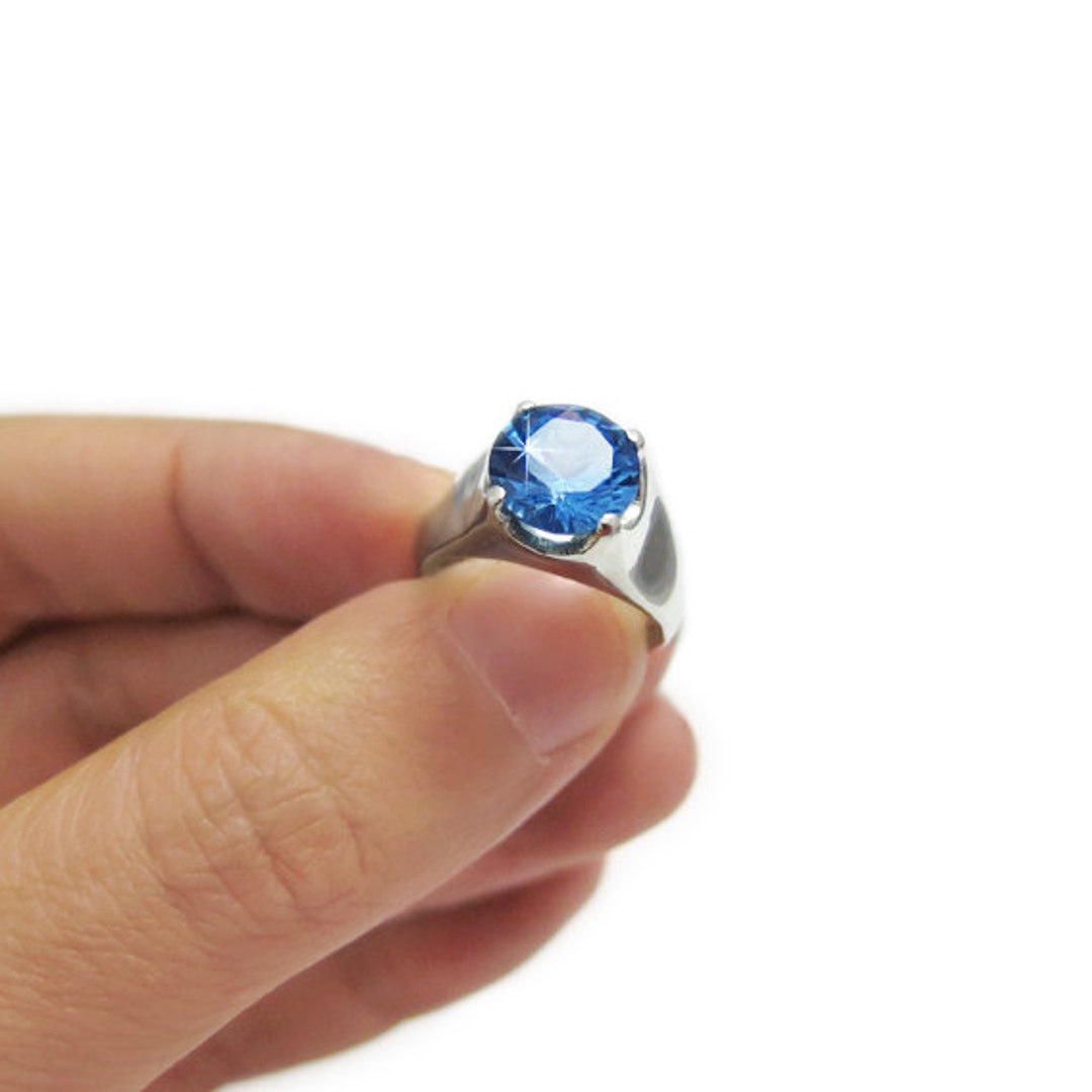 Blue Engagement Ring, Gold Birthstone Ring, Gemstone Statement Ring ...