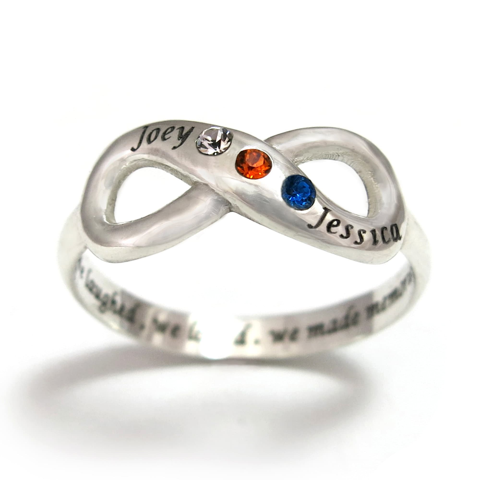 Infinity Ring Personalized Ring for Women Silver Birthstone | Etsy