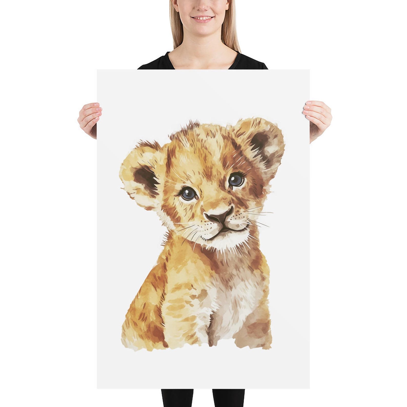 Young Lion Cub Poster. Baby Lion Nursery Wall Art. Girls & Boys Bedroom ...