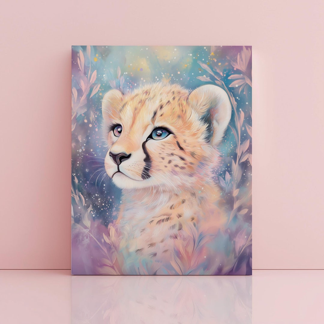 Cute Young Cheetah Canvas. Cheetah Cub Nursery Painting. Kids Room ...