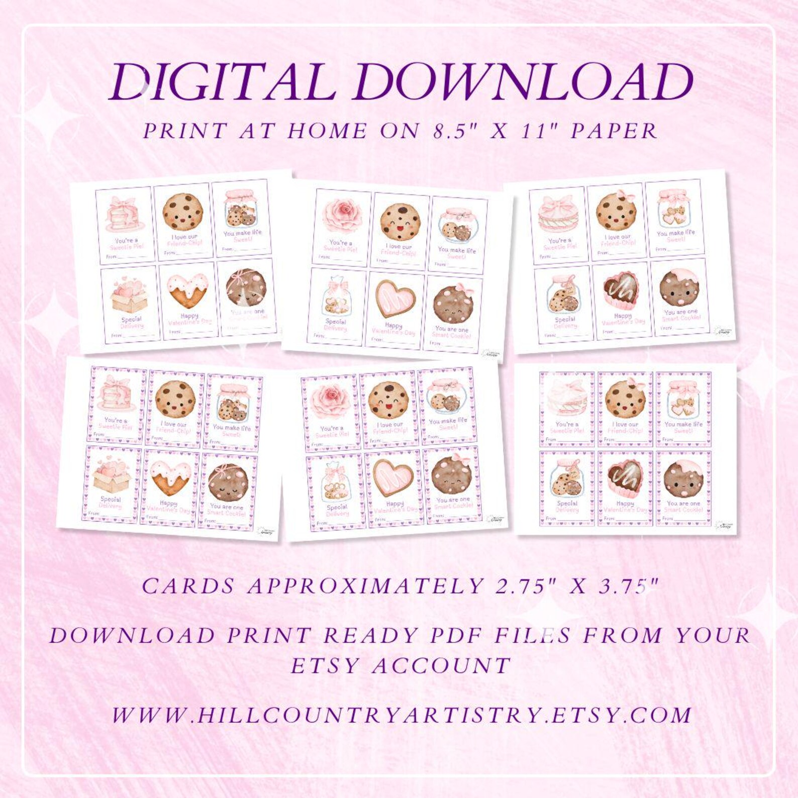 Sweet Treats Valentine's Cards! Printable Dessert Theme, Cute Foodie ...