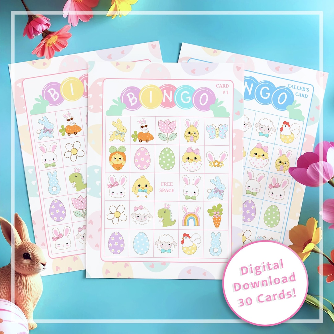 Cute Spring Bingo Cards. Digital Download. Set of 30 Unique Printable ...