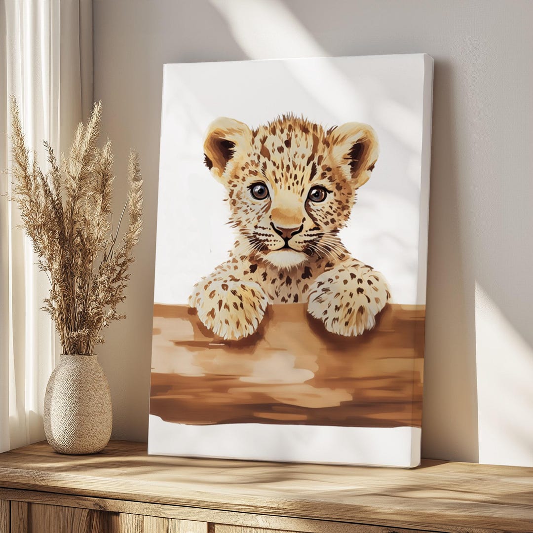 Cute Young Cheetah Canvas. Cheetah Cub Nursery Painting. Kids Room ...