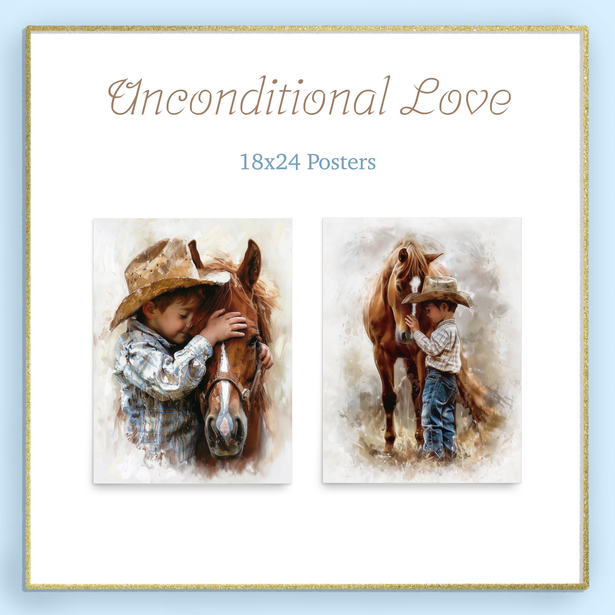 Set of Country Western Posters. Cowboy & Horse Paintings. Southern ...