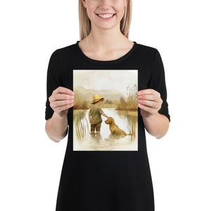 Young Boy & Puppy Poster. Wall Decor for Young Boys Bedroom, Nursery ...