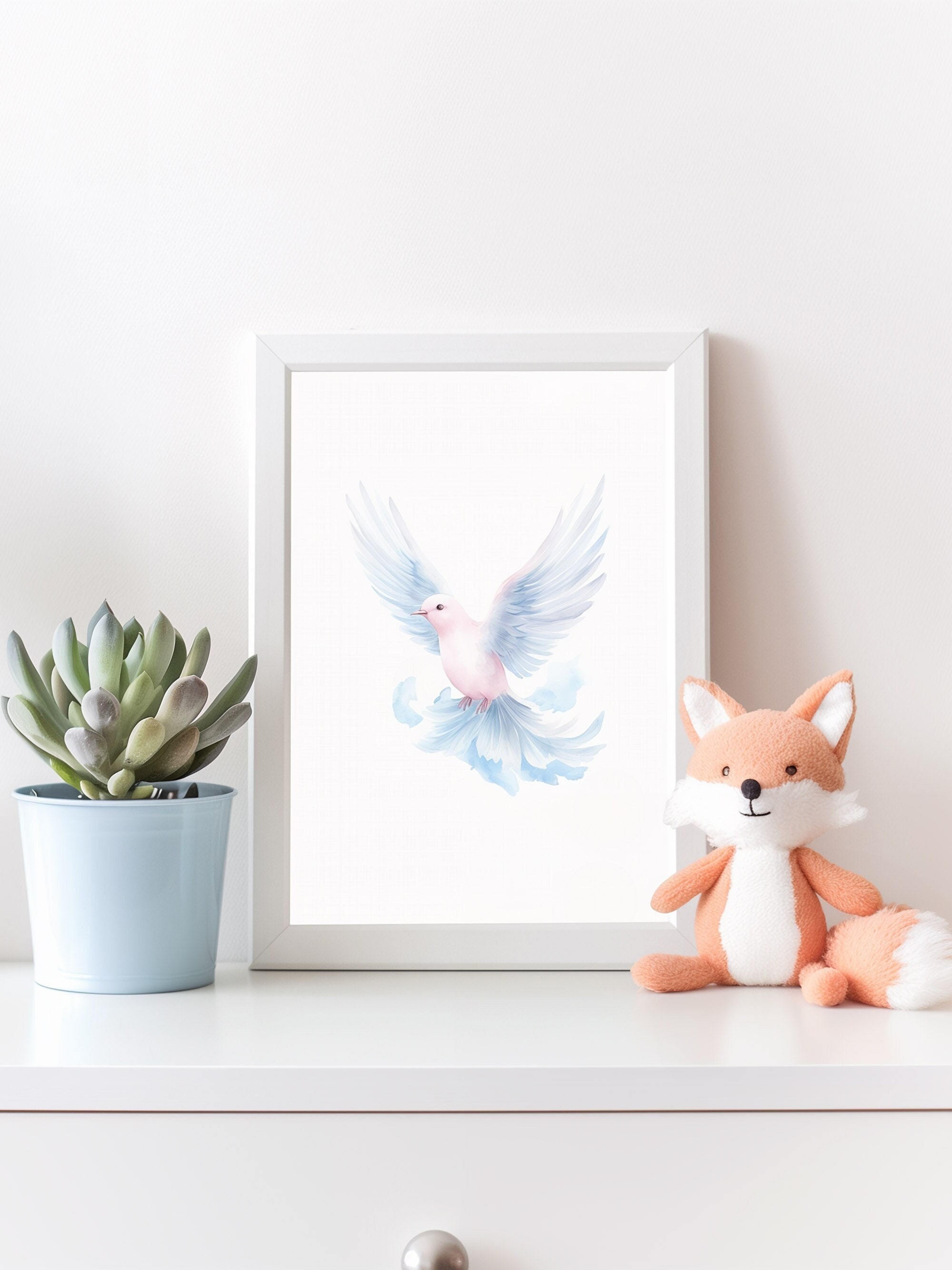 Angelic Flying Dove Poster. for Nursery, Playroom, or Bedroom Wall ...