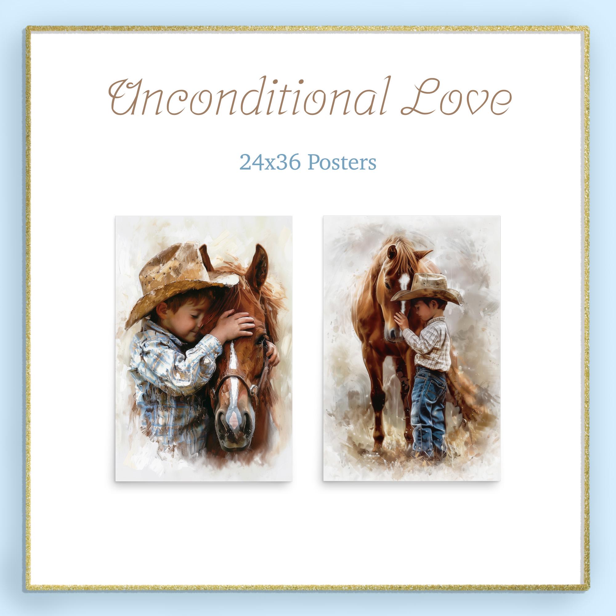 Set of Country Western Posters. Cowboy & Horse Paintings. Southern ...