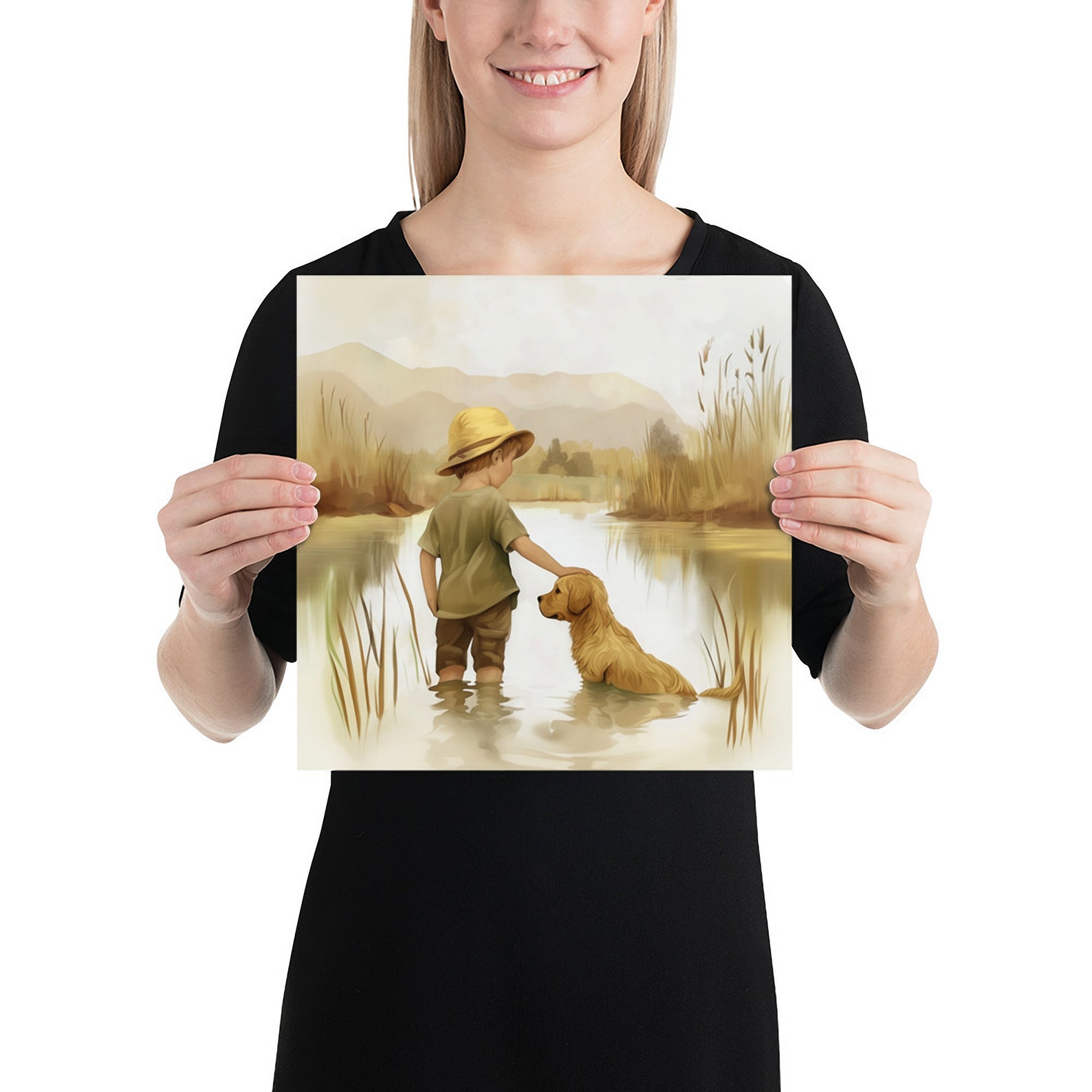 Young Boy & Puppy Poster. Wall Decor for Young Boys Bedroom, Nursery ...