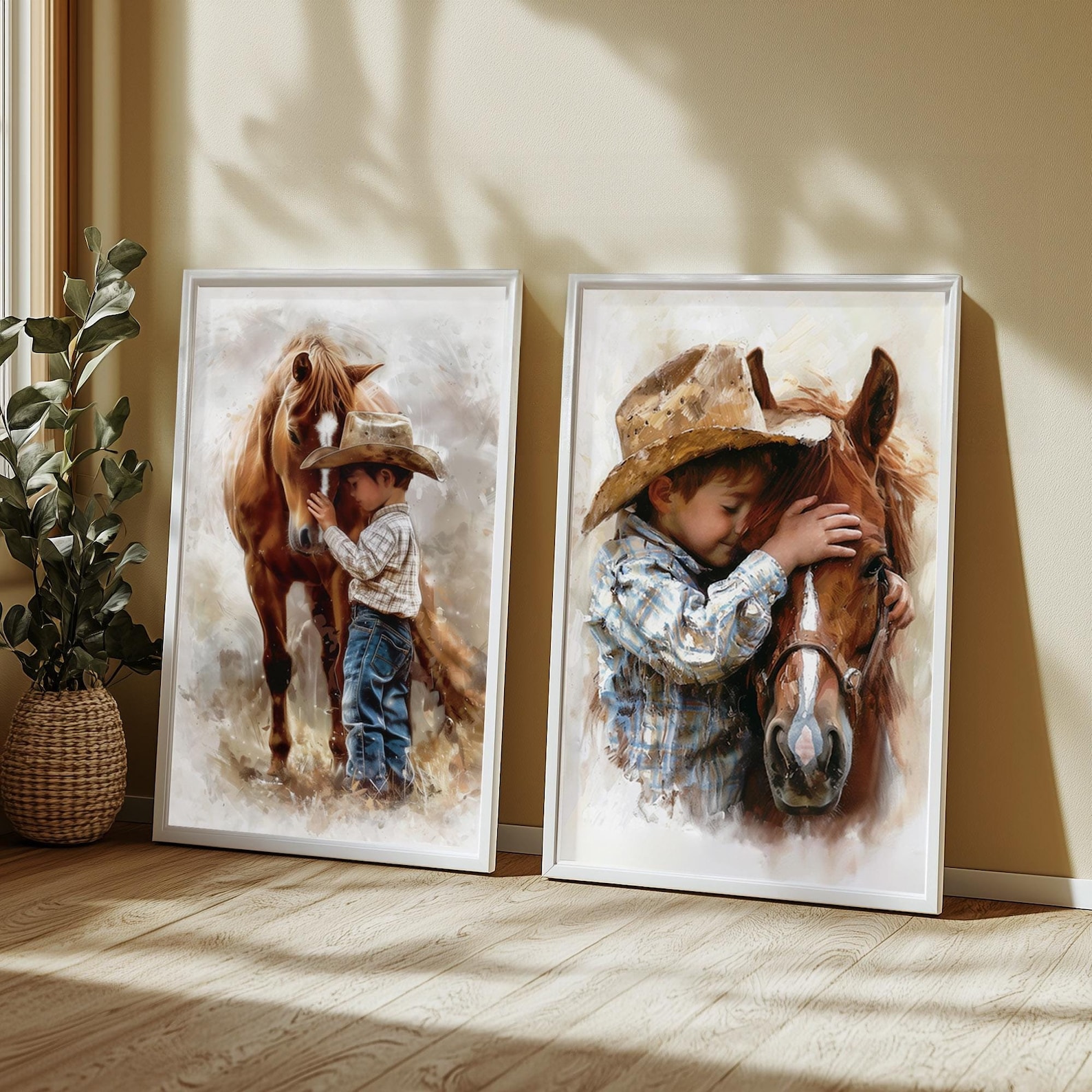 Set of Country Western Posters. Cowboy & Horse Paintings. Southern ...
