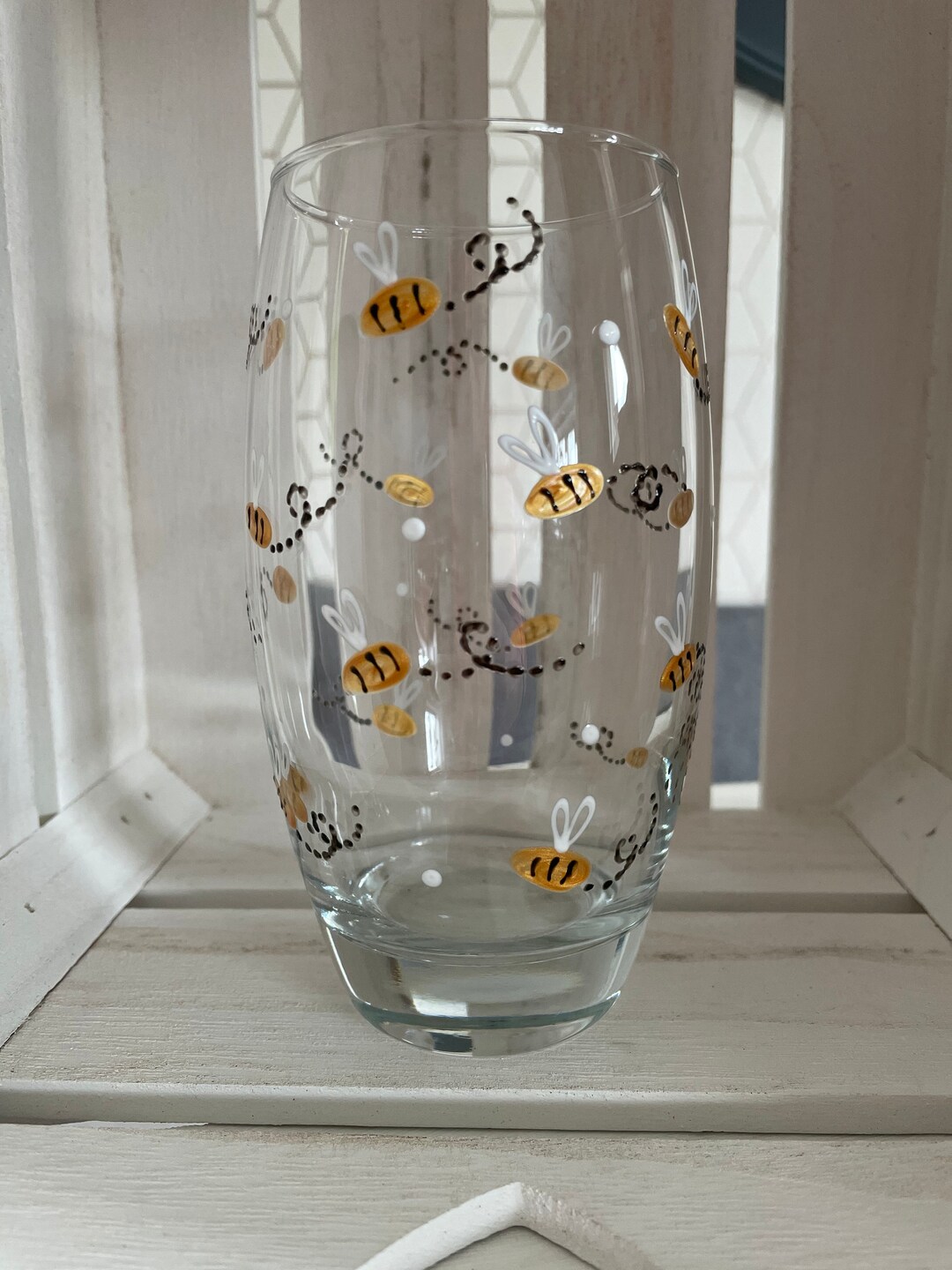 Bumble Bee Tumbler Glass PERSONALISED Hand Painted by Luci Lu Designs ...