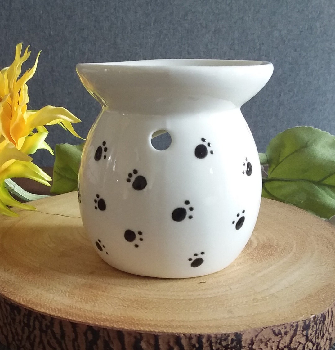 Paw Prints Oil Burner Wax Melt Warmer Ceramic Hand Painted by Luci Lu ...