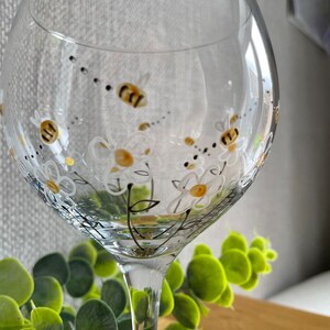 Daisy and Bee Gin Glass Hand Painted and Designed by Luci Lu Designs ...