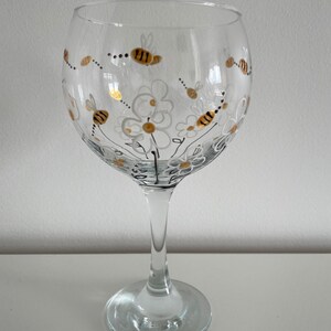 Daisy and Bee Gin Glass Hand Painted and Designed by Luci Lu Designs - Etsy