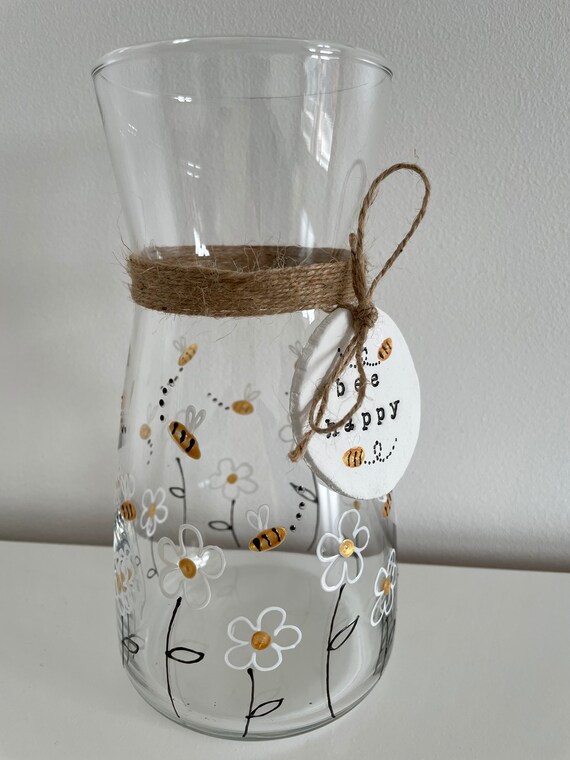 Carafe hand painted daisy bee design Drinkware Drink & Barware etna.com.pe