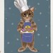 Cat Art Print, Cute Picture of a Tabby Cat Chef With a Plate of Donuts ...