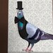 Art Print Pigeon Top Hat Pigeon Illustration Poster Acrylic Painting ...