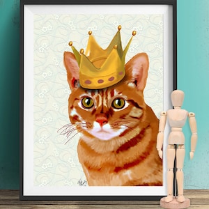 Ginger Cat King Ginger Cat Poster, Cat Wall Decor, Cat Illustration ...
