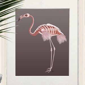 Pink Flamingo Print Flamingo Skeleton Flamingo Wall Art Flamingo Decor ...