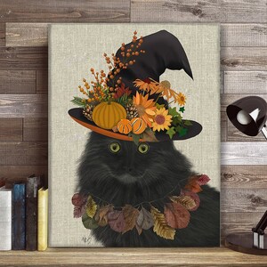 Halloween Decorating - Black Cat With Autumn Hat Portrait - Witches ...
